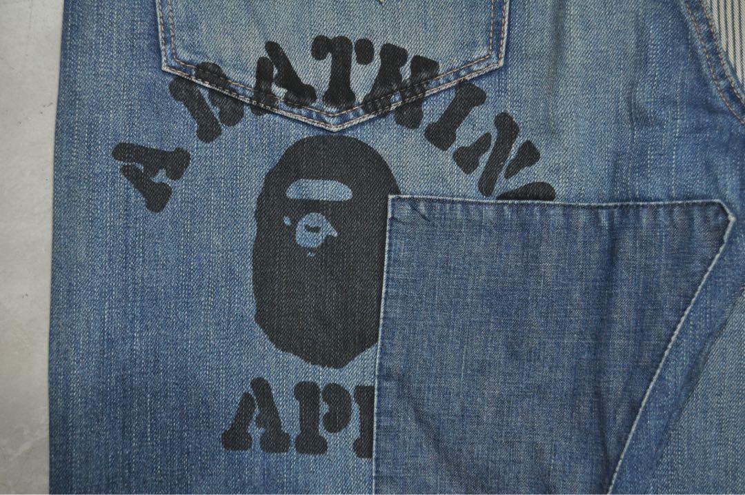 Bape - 1st Camo Patchwork Bapesta Denim, Men's Fashion, Bottoms, Jeans on Carousell
