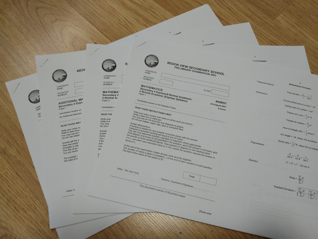 Bedok view sec sch sec 4 math prelim practice papers, Hobbies & Toys ...