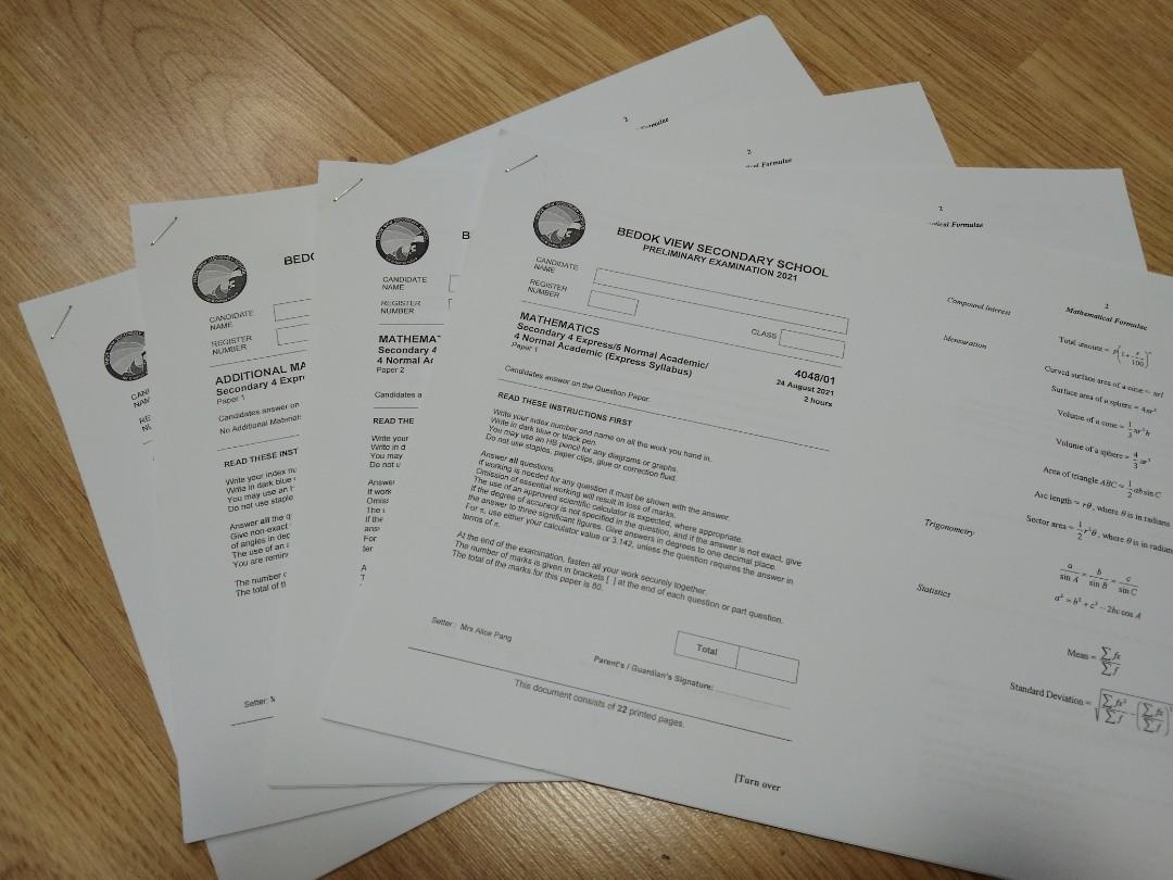 Bedok view sec sch sec 4 math prelim practice papers, Hobbies & Toys ...