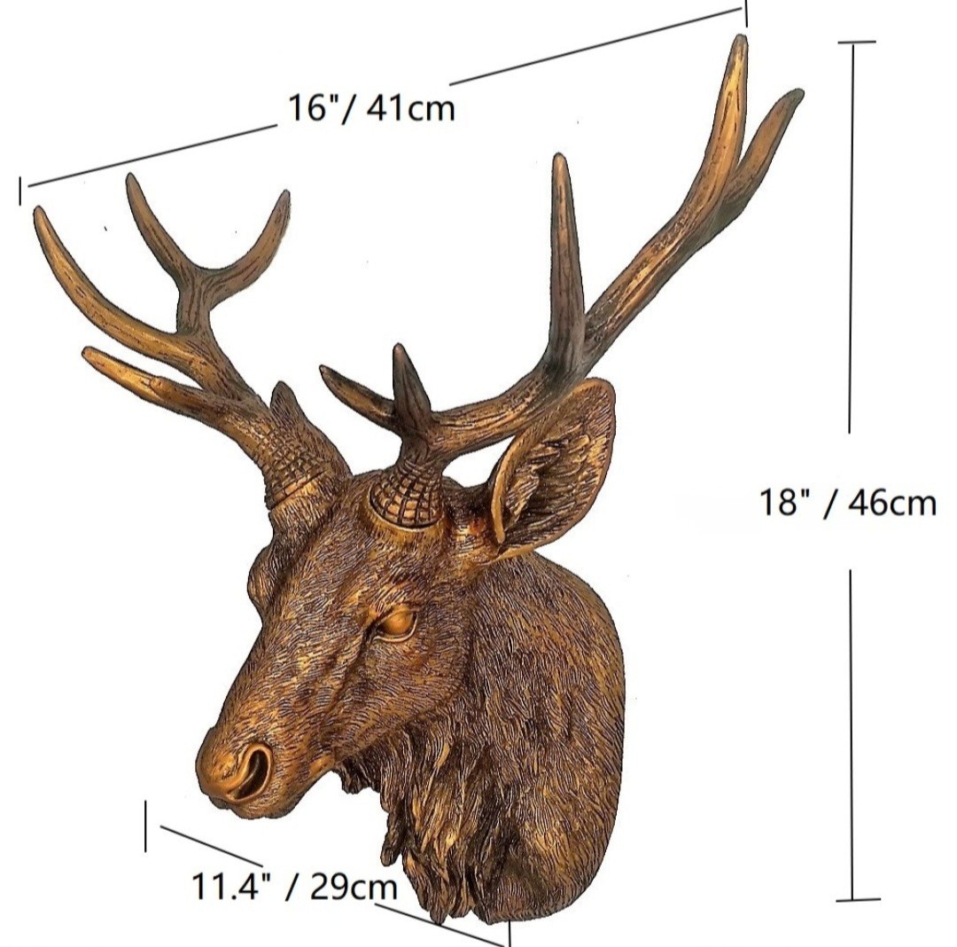 Bronze Resin Deer head wall decor sculpture, Furniture & Home Living ...