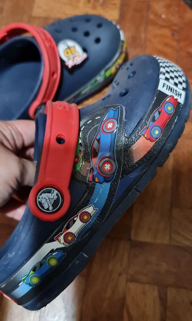 CROCS race car (light up) C13, Men's Fashion, Footwear, Slippers ...