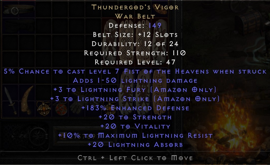 D2R - Thundergod's Vigor War Belt - 183ED, Video Gaming, Gaming ...