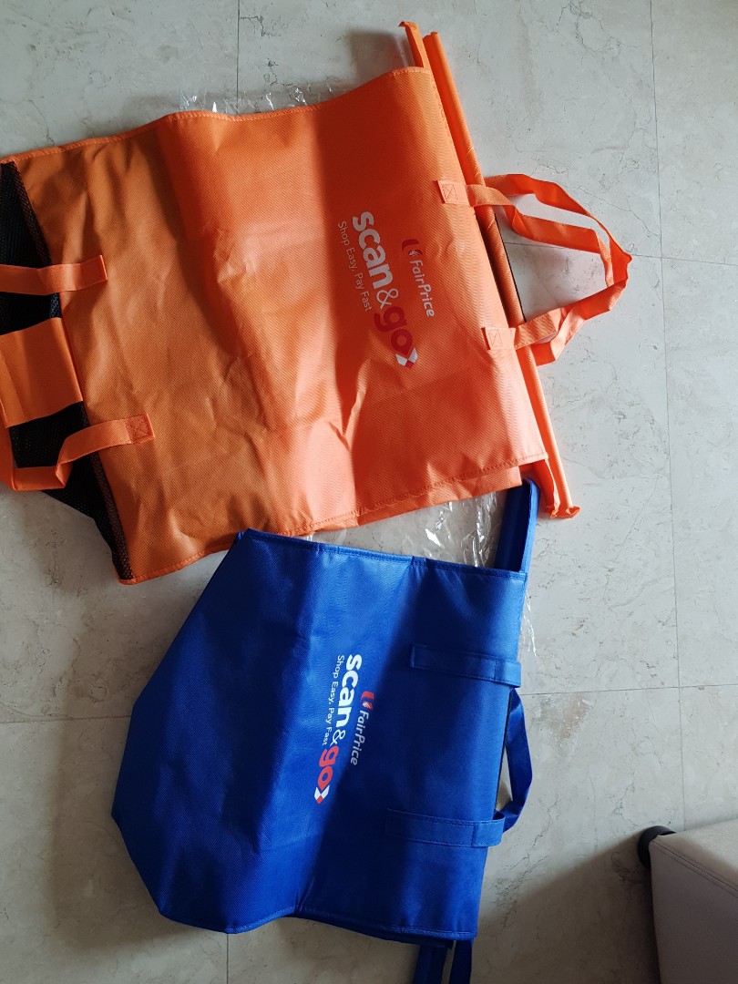 Fairprice Scan n Go portable trolley baskets. 1 for grocery, 1 for ...