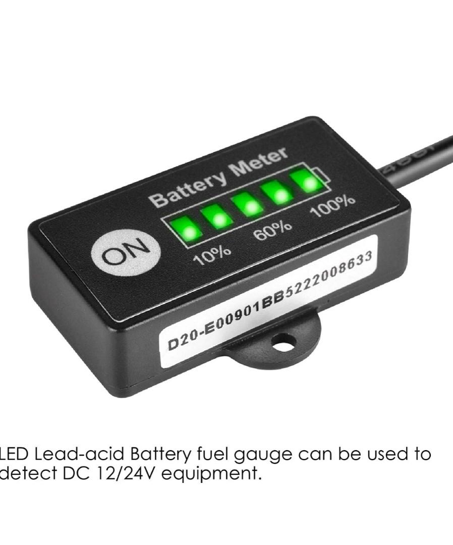 Jayron Mini LED Battery Indicator DC 12/24V Battery Fuel Gauges for ...