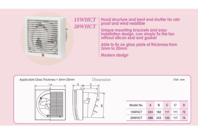 KDK 20WHCT kdk 20 whct ventilation exhaust fan window mount, TV & Home ...