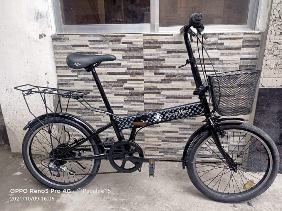 MICKEY MOUSE SHIMANO FOLDING BIKE FREE BASKET AND CARRIER, Sports ...