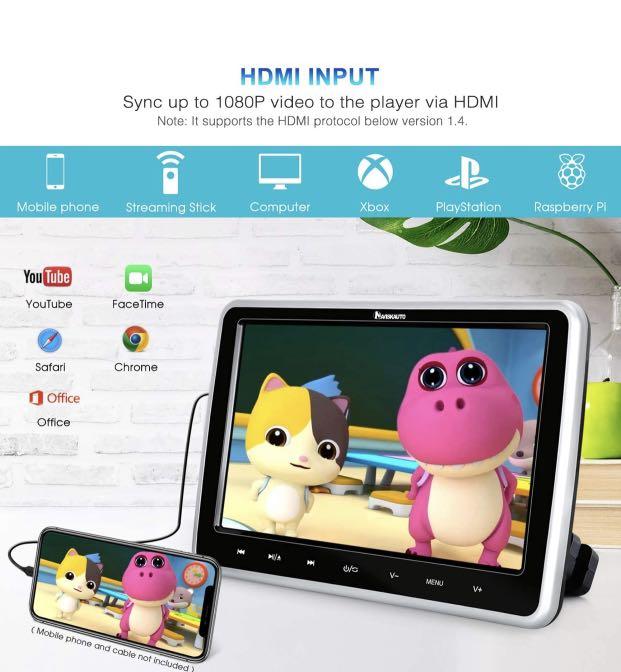 NAVISKAUTO 10.1" Dual Car DVD Players with HDMI Input, Audio, Portable ...