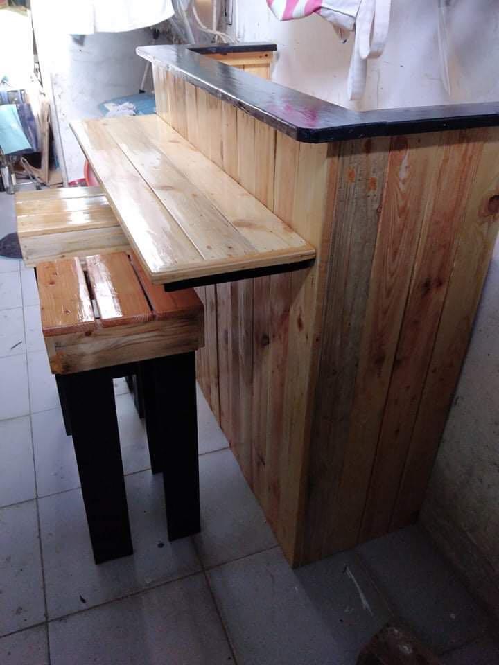 Palochina Counter Table and chairs with varnish, Furniture & Home ...