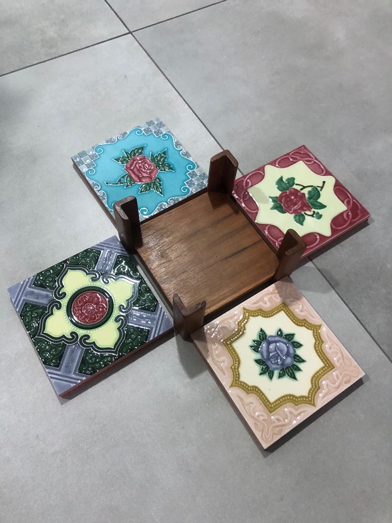 Peranakan Tiles Coasters, Furniture & Home Living, Kitchenware ...