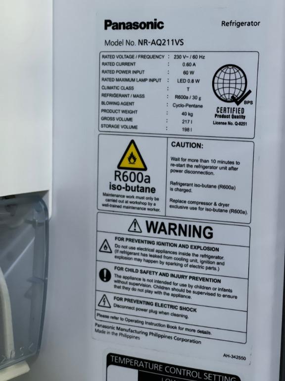 REFRIGERATOR - Panasonic NR-AQ211VS INVERTER, TV & Home Appliances ...