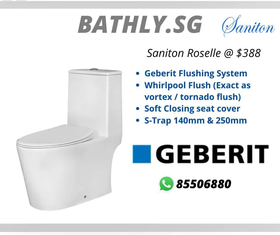 Saniton Toilet Bowl , Six colours available , Geberit flushing tornado ...