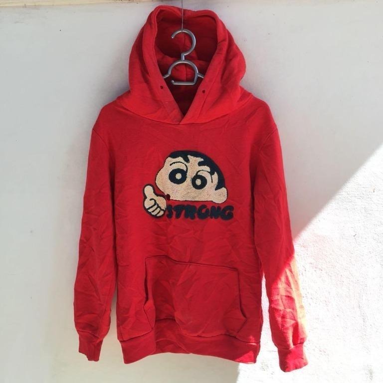 Shin Chan Anime Chenille Patch Red Korean Hoodie Jacket, Women's ...