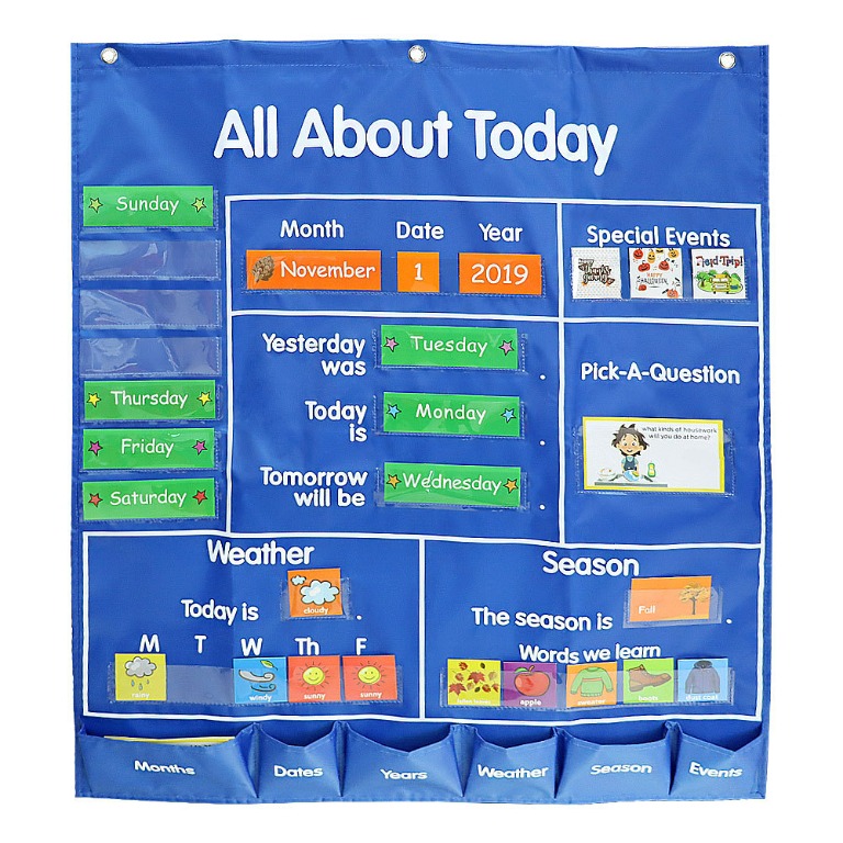 192 cards Pocket Chart School Calendar and Weather Pocket Chart ...
