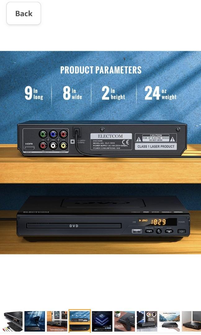 (2925)ELECTCOM DVD Player - DVD Player with HDMI Cable for TV, Multi ...
