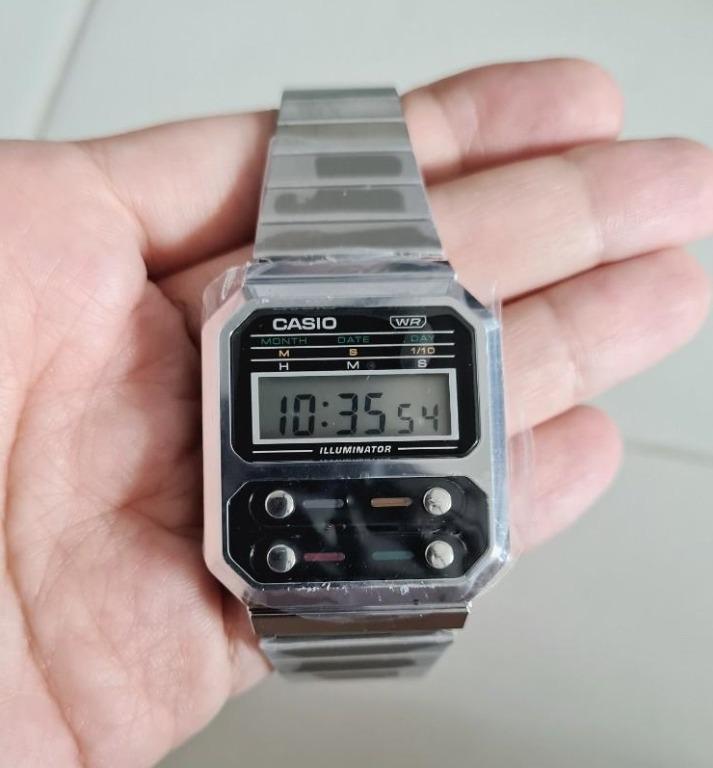 Casio A100WE-1A Vintage Collection Digital Stainless Steel Men's Retro ...
