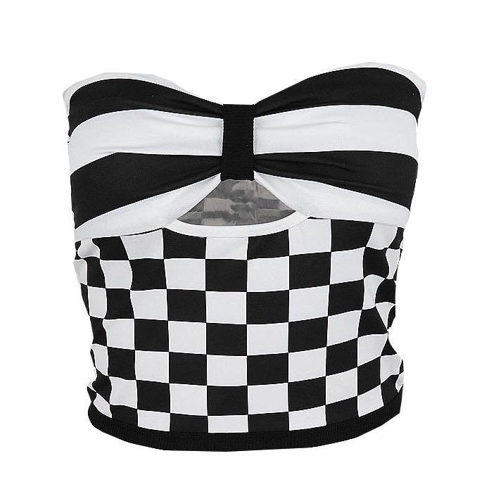 Checkered Tube Top, Women's Fashion, Tops, Sleeveless on Carousell