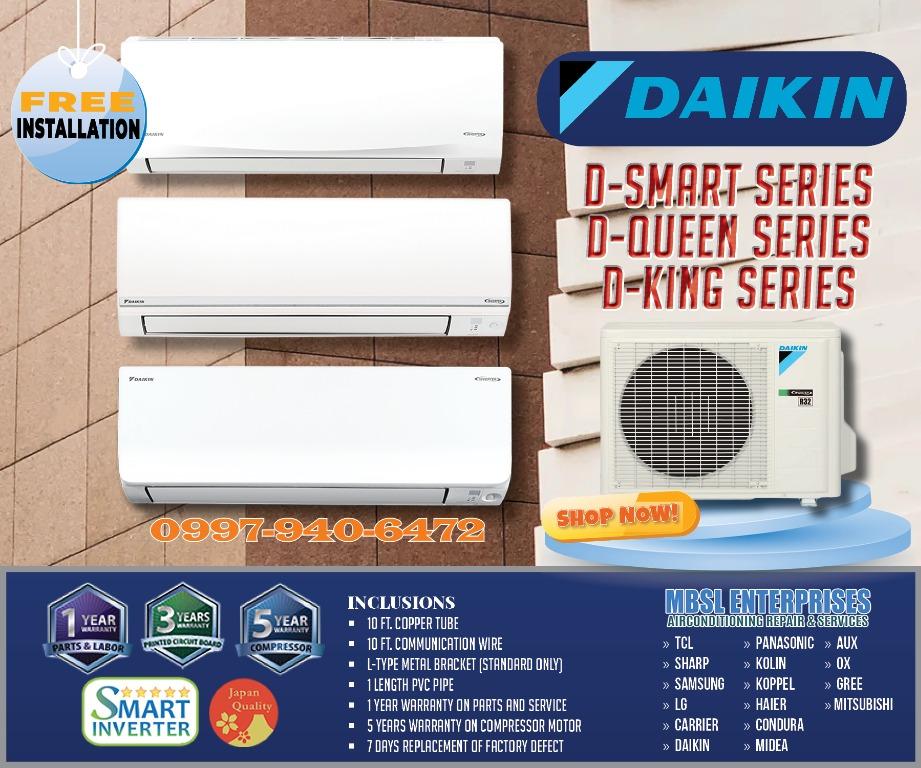 DAIKIN SMART, QUEEN AND KING Inverter Split Type Aircon, Free ...