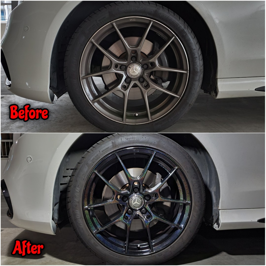 Gloss Black Base Hologram Rims Spray Paint Service On (Mercedes E250 ...