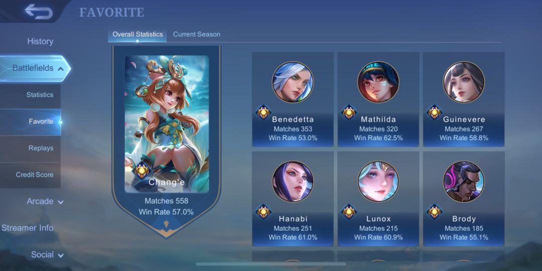 85 skins guin epic limit mobile legends account #004 (66 HEROES, 85 ...
