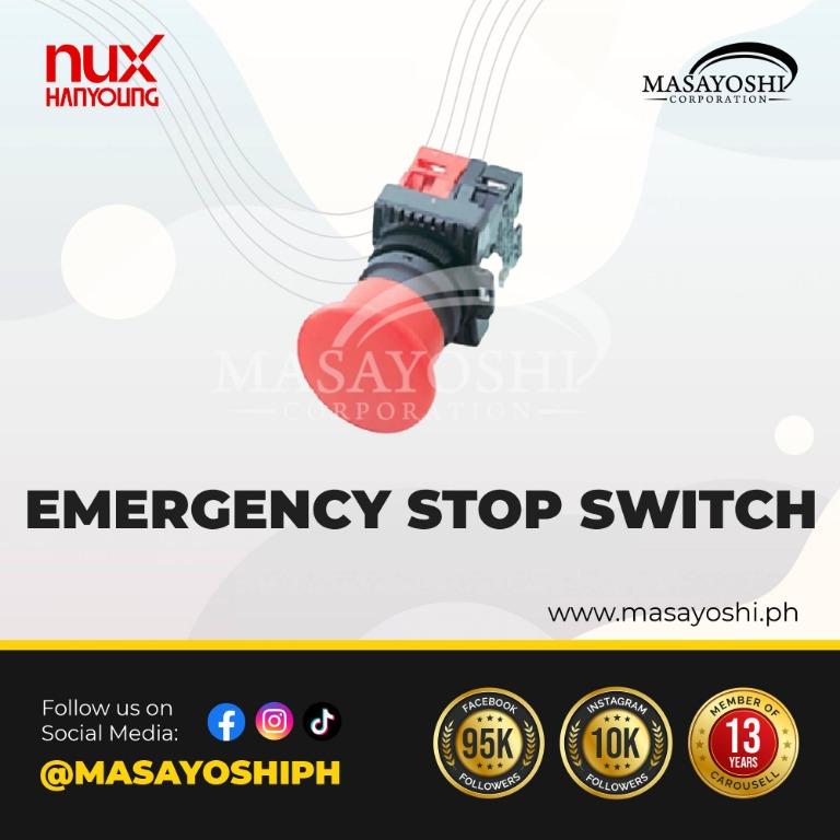 Hanyoung Nux Emergency Stop Switch 40MM 1NO+1NC Momentary RED | Model ...