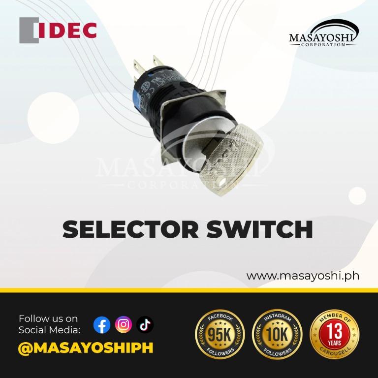 IDEC Selector Switch 16MMØ A6 Series Key, 90°-2-Position | Model# AS6M ...