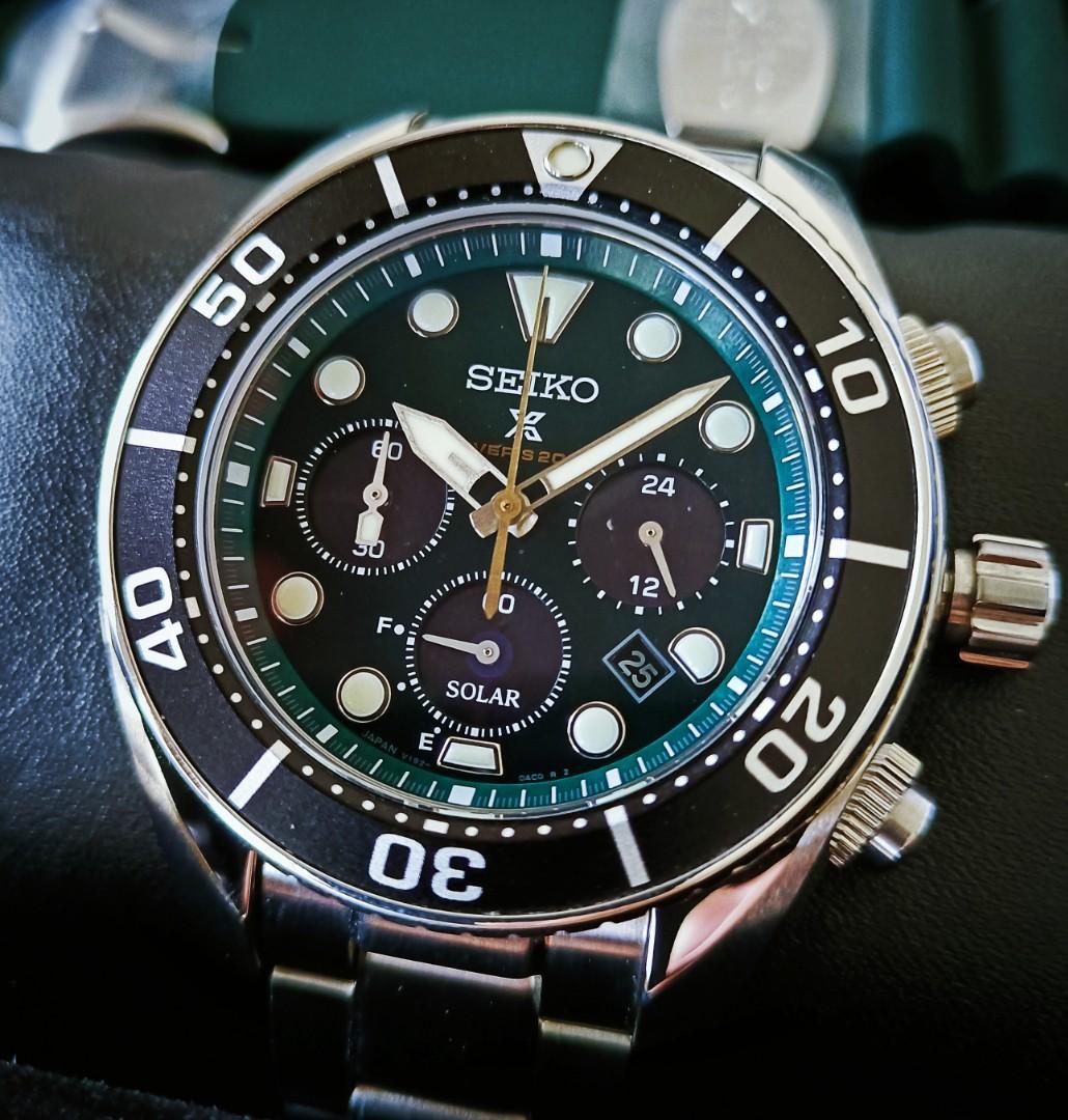[LNIB] Seiko Sumo Irimote Green Solar Chronograph Prospex Dive Watch ...