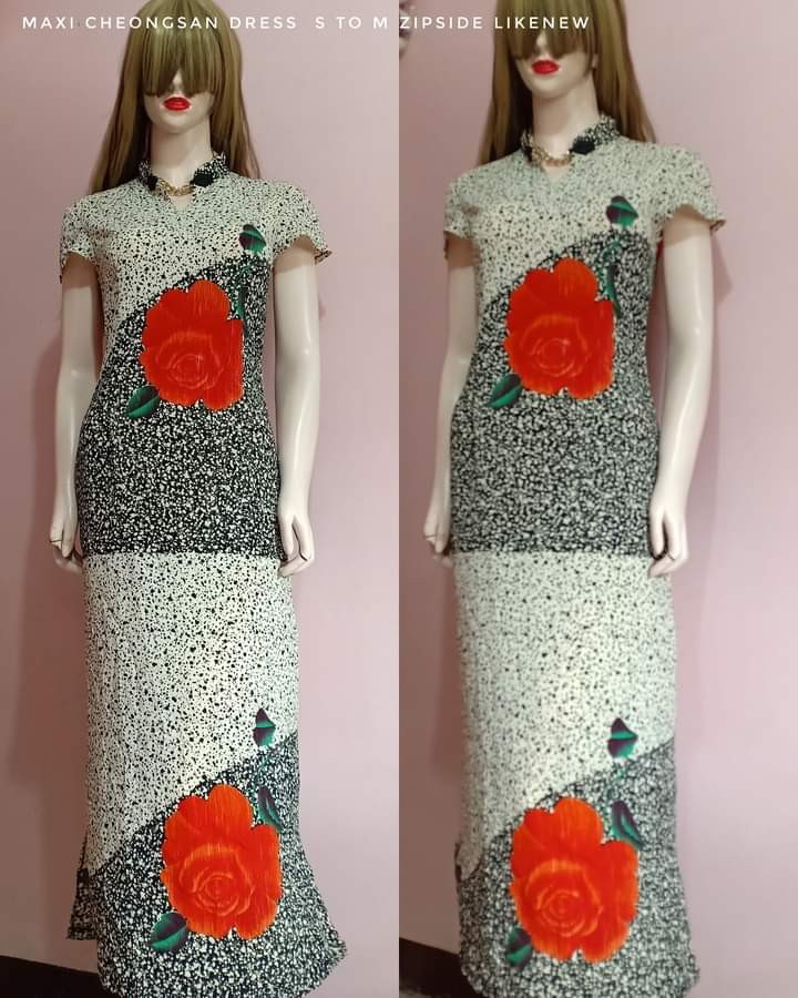 maxi cheongsan dress, Women's Fashion, Dresses & Sets, Dresses on Carousell