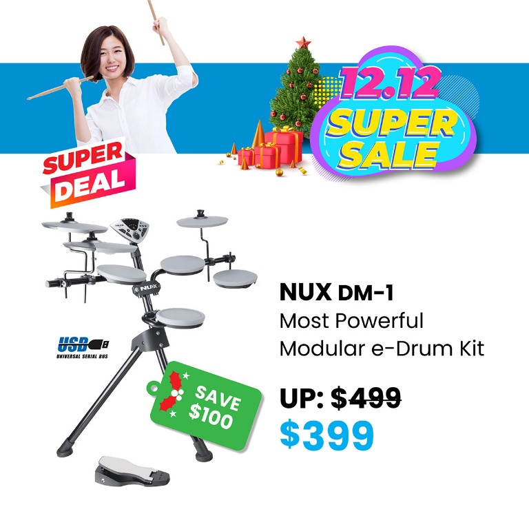*(NEW)NUX DM1-Portable Electronic Drum Kit, Hobbies & Toys, Music & Media, Musical Instruments ...