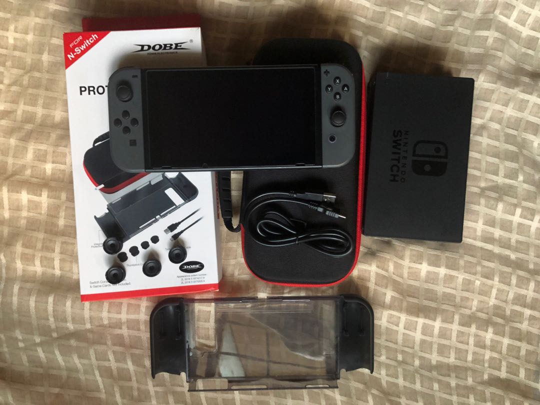 Nintendo Switch V2 Black - Complete with Box (FREE protector pack ...