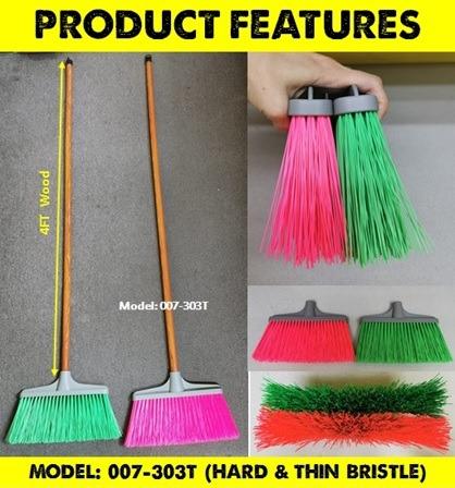 NYLON BROOM HARD & SOFT TYPE C/W 4FT WOODEN STICK, Furniture & Home ...