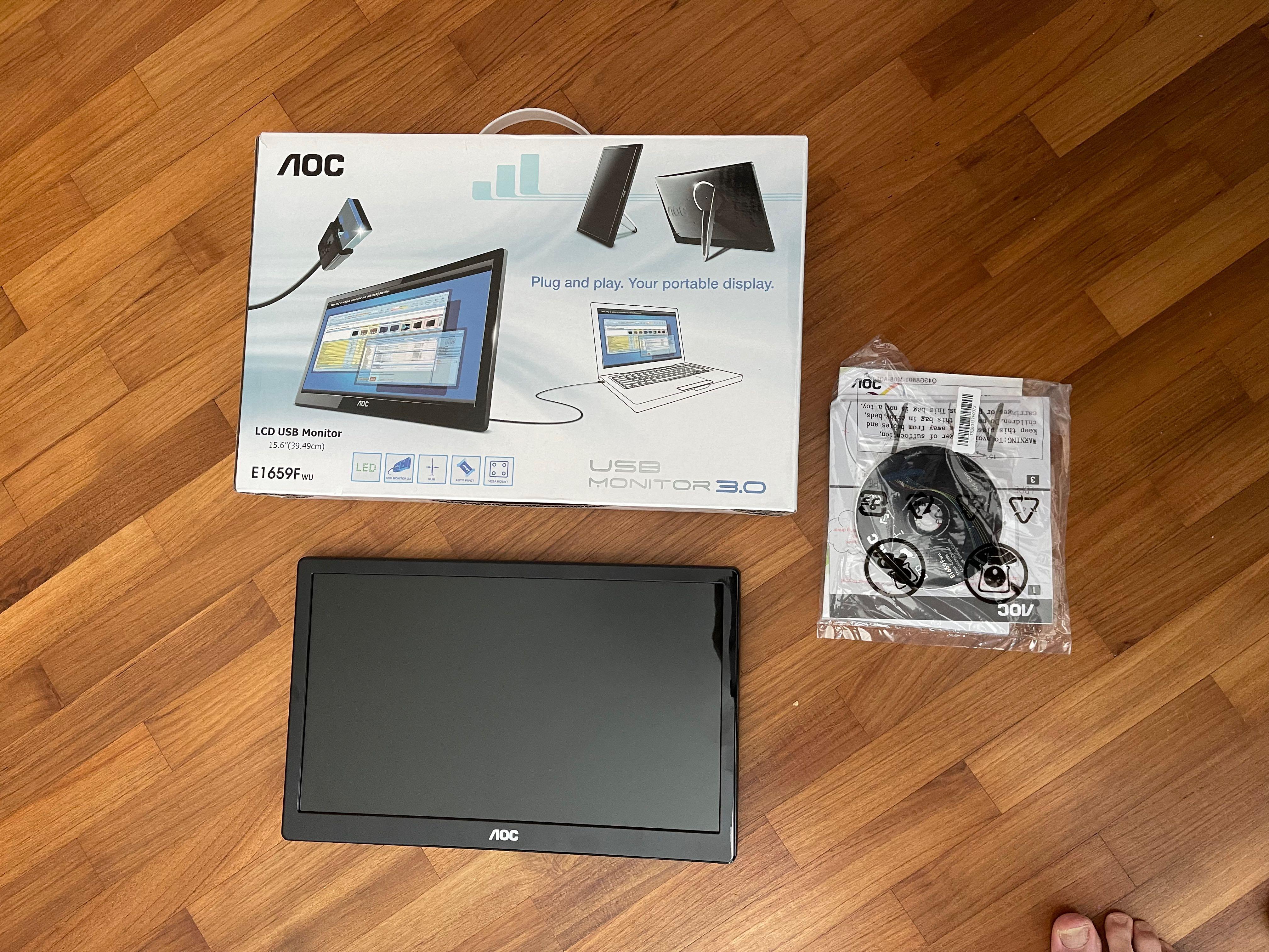 Portable 15 inch monitor screen - AOC E1659F, Computers & Tech, Parts ...