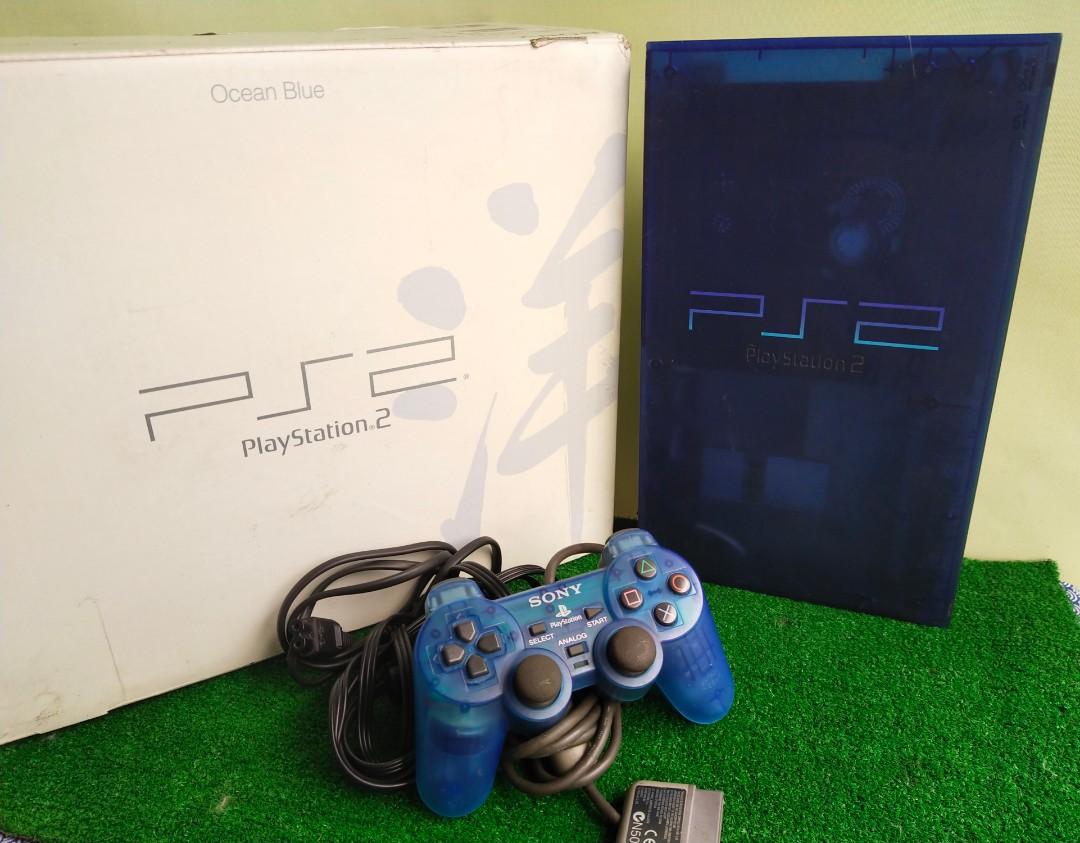 PS2 OCEAN BLUE CONSOLE -AS IS CONDITION, Video Gaming, Video Game ...