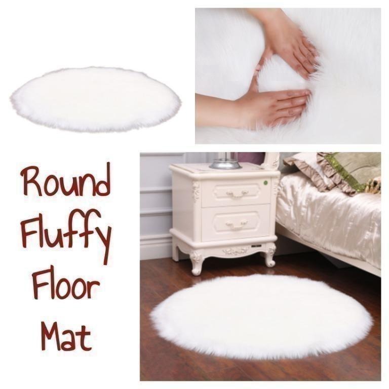 Round Fluffy Floor Mat, Furniture & Home Living, Home Decor, Carpets ...