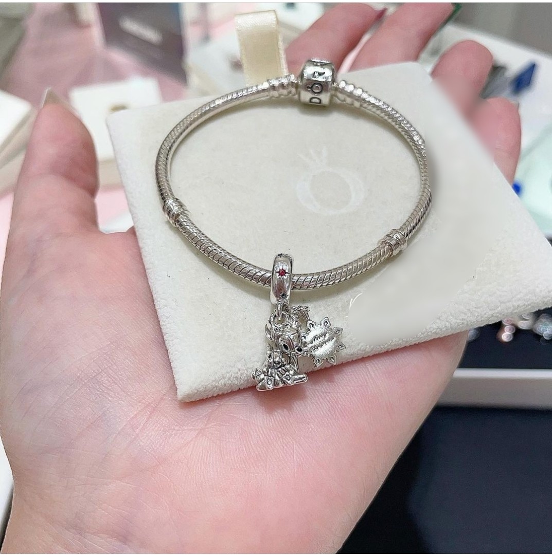 ‼️SALE‼️AUTHENTIC PANDORA SNAKE CHAIN BRACELET with DISNEY BAMBI AND ...