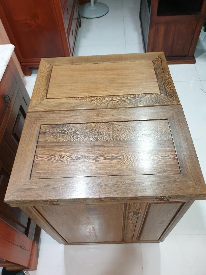 Very rare Solid Wenge Chicken Wing wood Tea table bar cabinet with ...