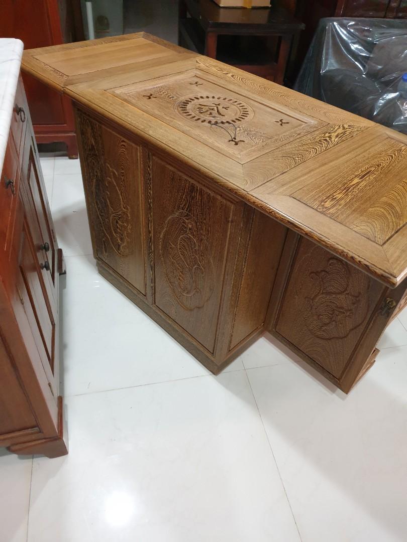 Very rare Solid Wenge Chicken Wing wood Tea table bar cabinet with ...