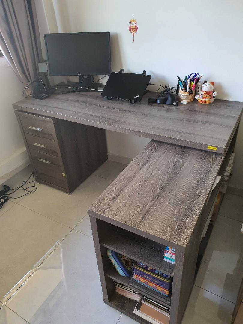 Study Table with Side Storage, Furniture & Home Living, Furniture ...