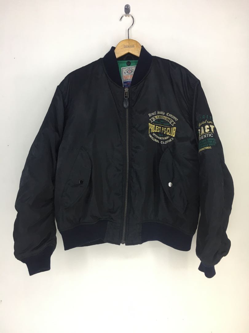 Vintage Pract Studio Patches Bomber Jacket, Men's Fashion, Coats ...