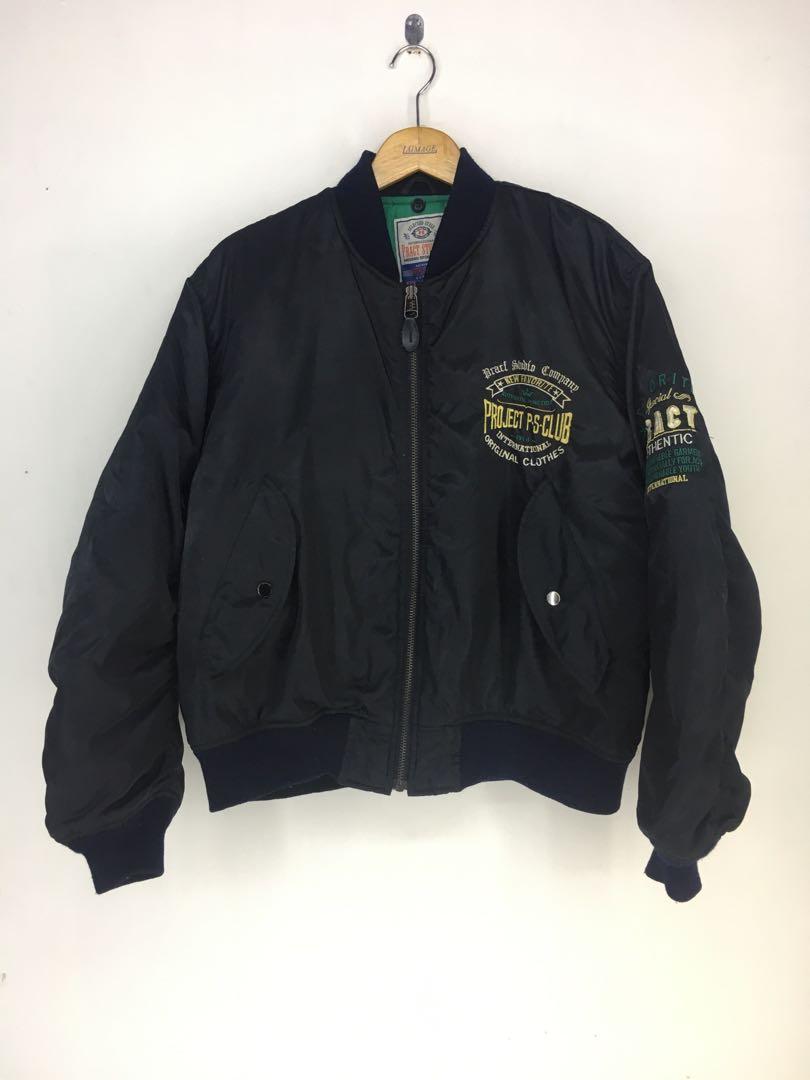 Vintage Pract Studio Patches Bomber Jacket, Men's Fashion, Coats ...
