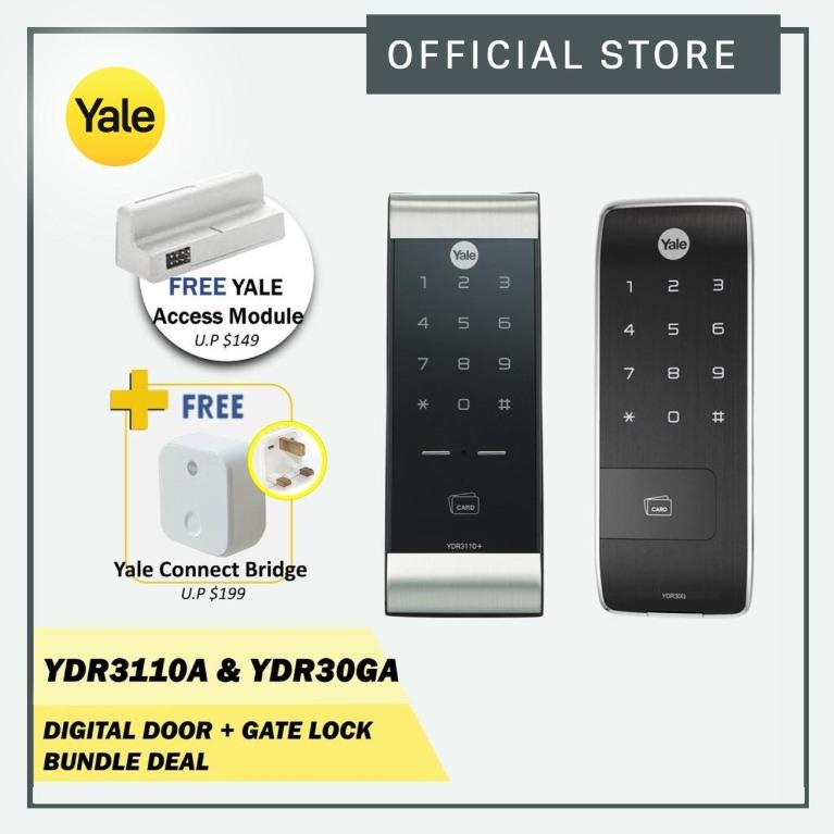 Yale YDR30GA Gate + YDR3110A Door Digital Lock Bundle (Free Yale ...