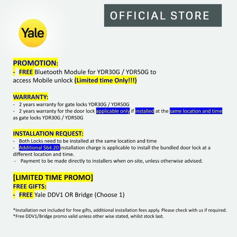Yale YDR30GA Gate + YDR3110A Door Digital Lock Bundle (Free Yale ...