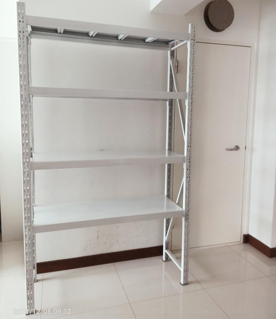 4-Tier White Boltless Metal Shelving Rack, Furniture & Home Living ...