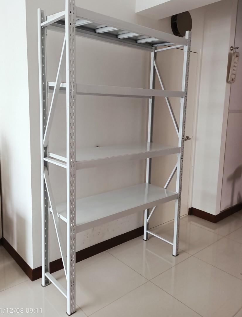 4-Tier White Boltless Metal Shelving Rack, Furniture & Home Living ...