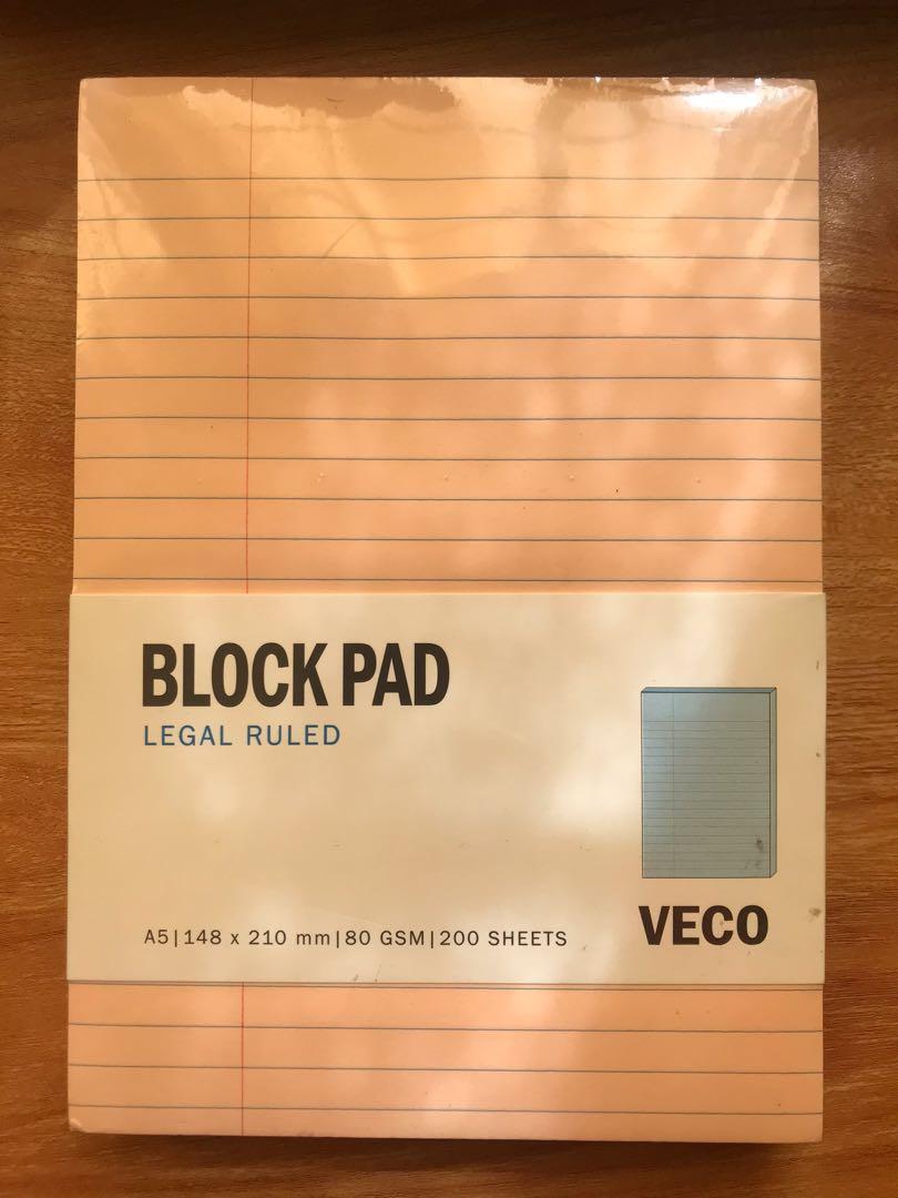 A5 VECO Block Pad - Legal Ruled, Hobbies & Toys, Stationary & Craft ...