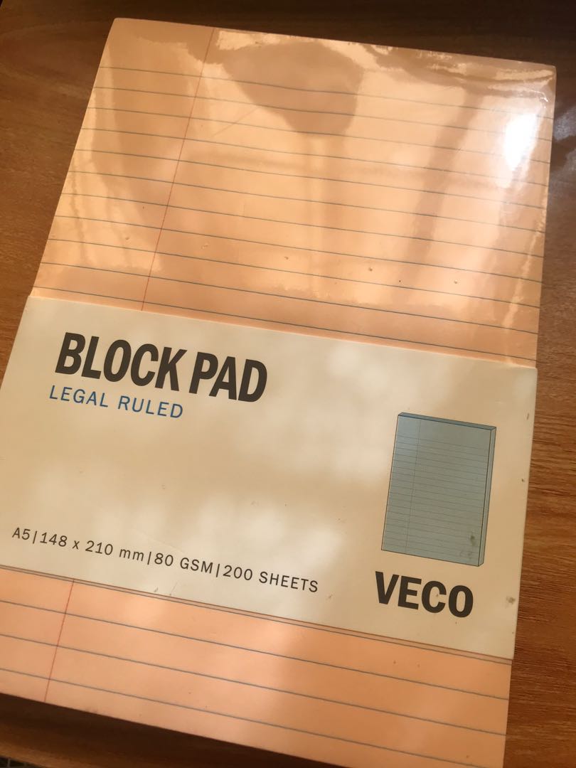 A5 VECO Block Pad - Legal Ruled, Hobbies & Toys, Stationary & Craft ...