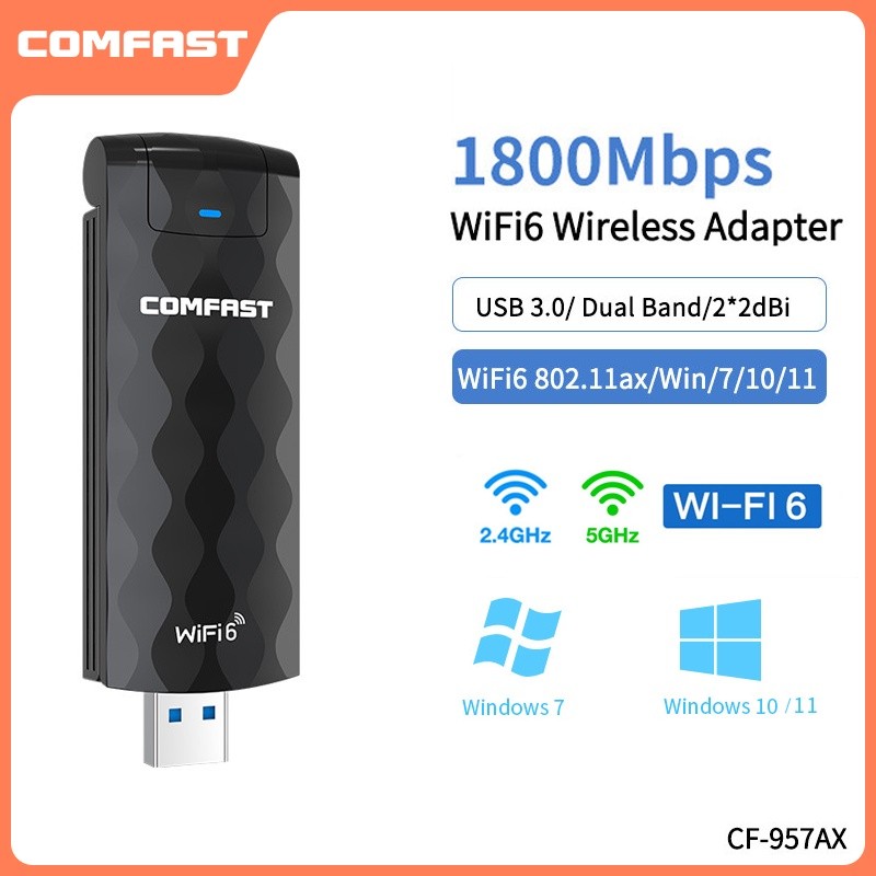 全新AX1800 WIFI6 USB 3.0 CF-957AX 雙頻 雙天線遊戲無線網卡, 電腦＆科技, 電腦周邊及配件, 電腦周邊產品 - Carousell