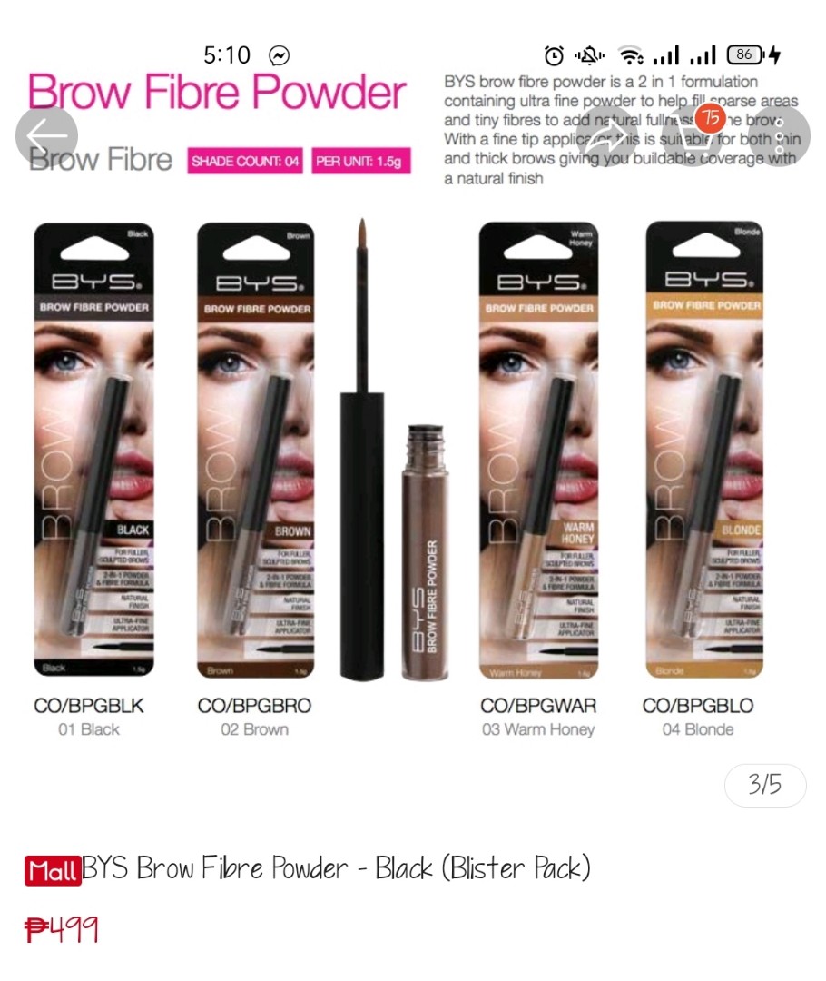 BYS Brow Fibre Powder Brand New for Eyebrows Makeup, Beauty & Personal ...