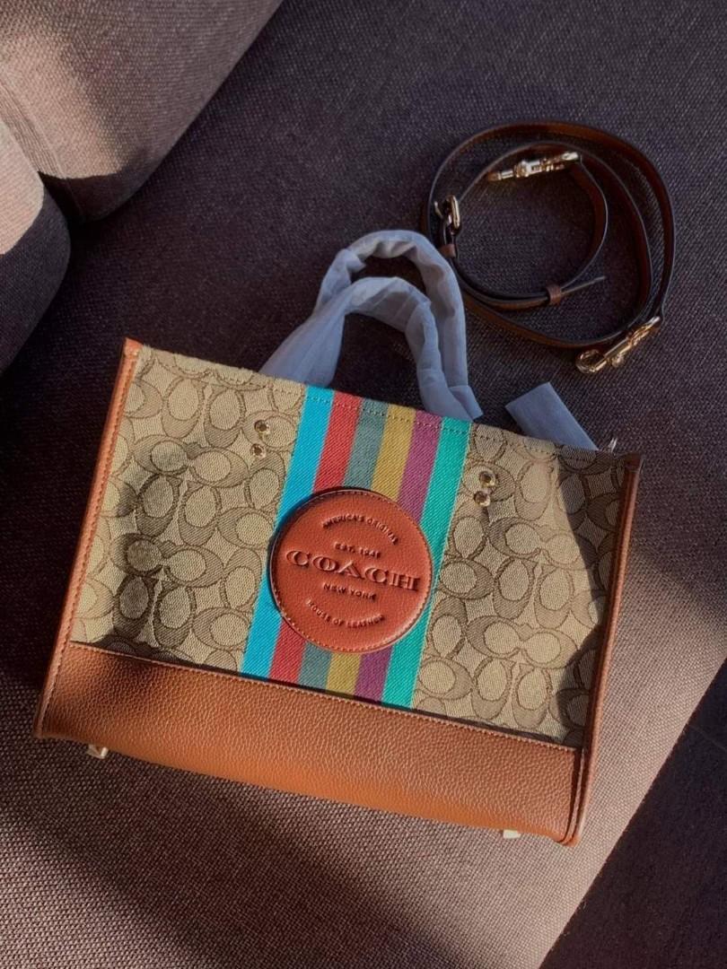 Coach Dempsey Carryall in Signature Stripes, Women's Fashion, Bags ...