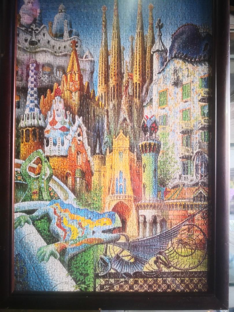 Collage Gaudi 1000 pcs puzzle w/frame, Hobbies & Toys, Stationary ...