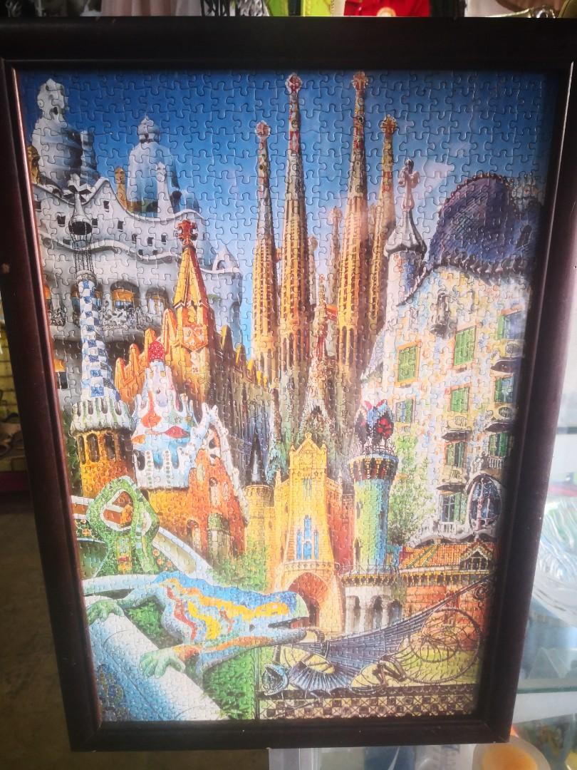 Collage Gaudi 1000 pcs puzzle w/frame, Hobbies & Toys, Stationary ...